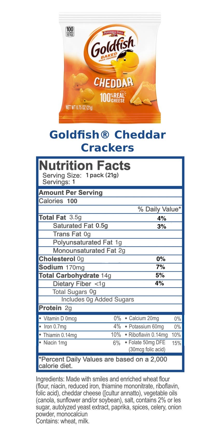 Goldfish Nutrition Label